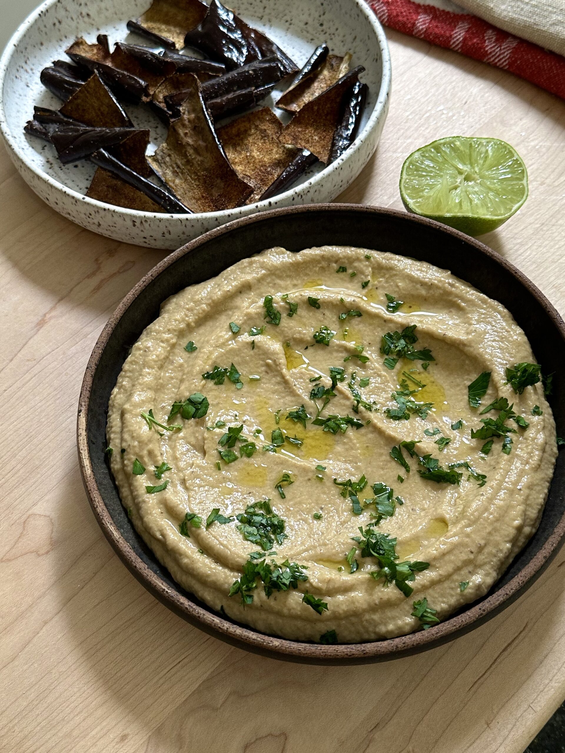 Baba Ghanoush with Eggplant Chips - Justine Cooks Vegan