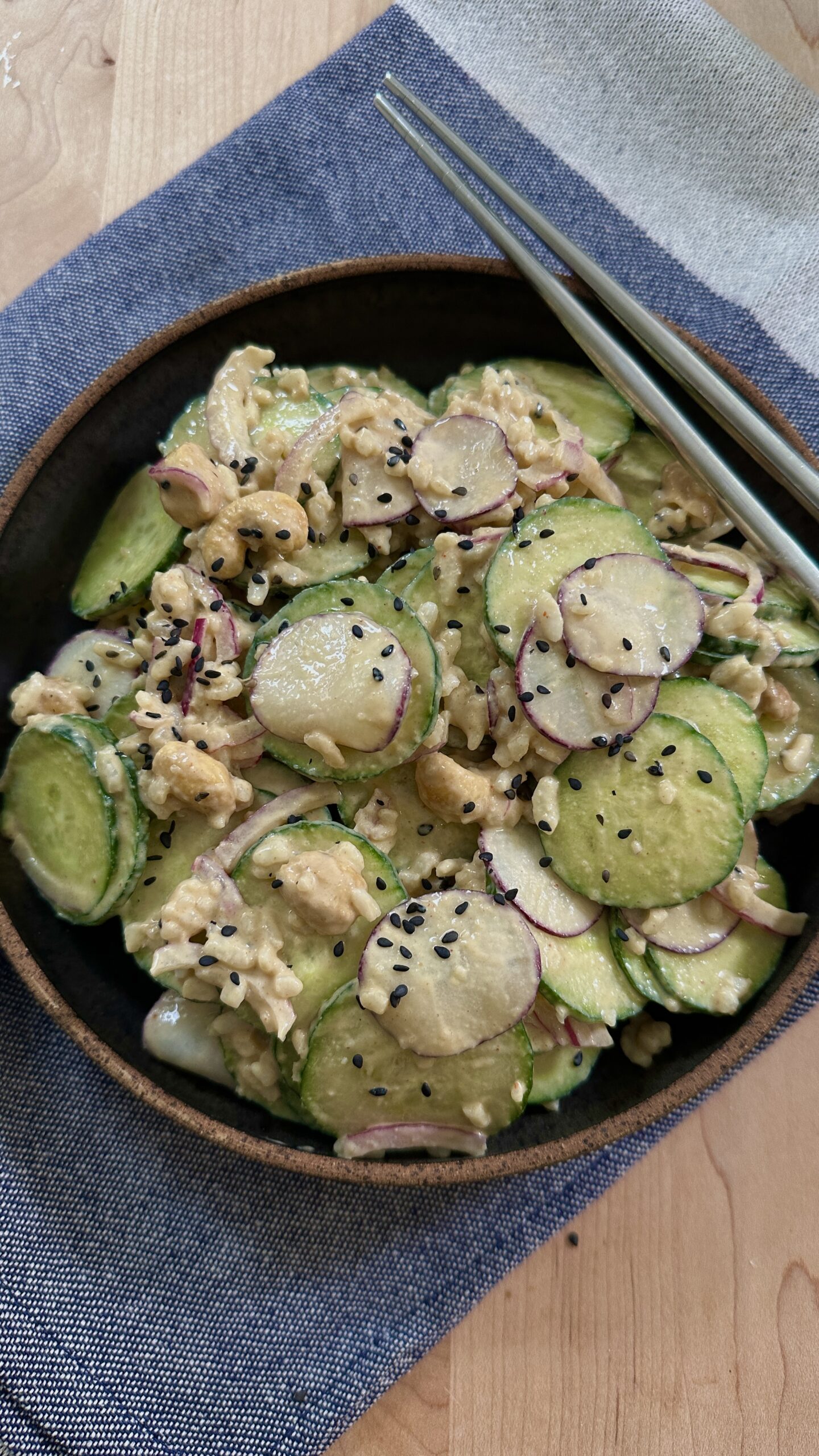 Cucumber Salad with Creamy Maple Mustard Dressing - Justine Cooks Vegan